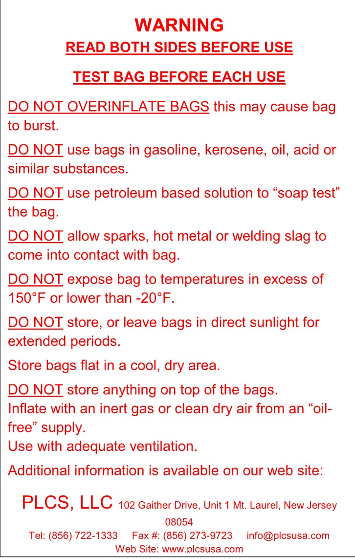 Flowstop & Sensor Gas Bags – PLCS, LLC